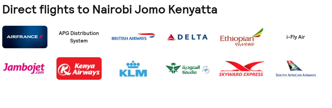 Airlines with Direct Flights to Nairobi - JKIA - NBO Airport